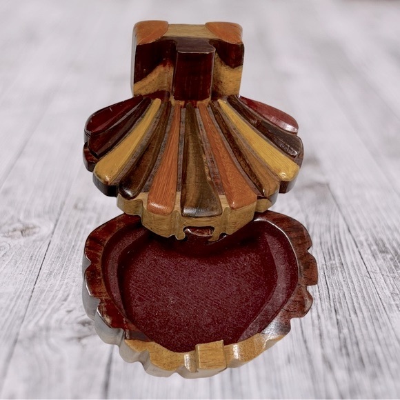 Unbranded | Storage & Organization | Vintage Carved Wood Shell Puzzle ...